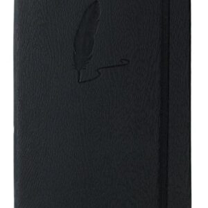 Red Co. 5 x 7 inch Embossed Quill Faux Leather Journal, 240 Lined Pages, Black