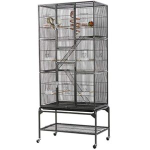 yaheetech 69-inch extra large bird cage metal parrot cage for mid-sized parrots cockatiels conures parakeets lovebirds budgie finch, black