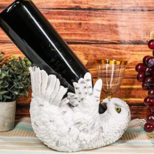 Ebros Wisdom of The Tundra Forest Beautiful Mystical Snowy Owl Wine Bottle Holder Figurine Storage Rack for Rustic Wildlife Decor Ideal for Cabin Lodge Country Design Decorative Party Hosting Kitchen