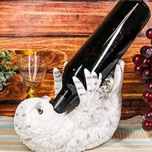 Ebros Wisdom of The Tundra Forest Beautiful Mystical Snowy Owl Wine Bottle Holder Figurine Storage Rack for Rustic Wildlife Decor Ideal for Cabin Lodge Country Design Decorative Party Hosting Kitchen