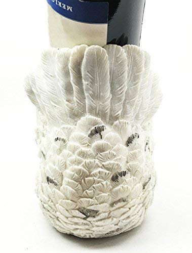 Ebros Wisdom of The Tundra Forest Beautiful Mystical Snowy Owl Wine Bottle Holder Figurine Storage Rack for Rustic Wildlife Decor Ideal for Cabin Lodge Country Design Decorative Party Hosting Kitchen