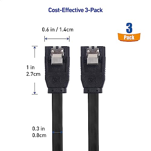 Cable Matters 3-Pack SATA III 6.0 Gbps SATA Cable 18 Inches (SATA Cable for SSD, SATA SSD Cable, SATA 3 Cables) Black