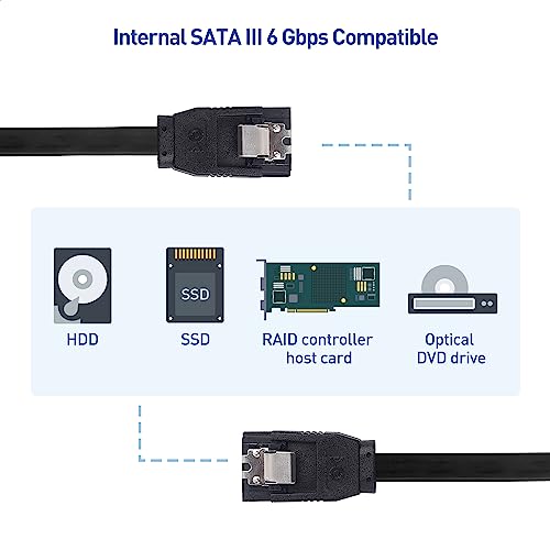 Cable Matters 3-Pack SATA III 6.0 Gbps SATA Cable 18 Inches (SATA Cable for SSD, SATA SSD Cable, SATA 3 Cables) Black