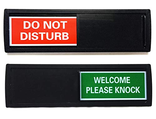 Black Do Not Disturb Sign | SHUTTER CHANGES WHEN YOU PUSH IT | For Home, Offices,Hotels, Hospitals (Don't Disturb, Welcome Signs) Also includes double sided tape mounting.