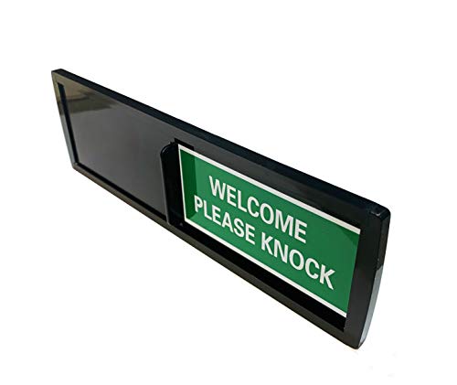 Black Do Not Disturb Sign | SHUTTER CHANGES WHEN YOU PUSH IT | For Home, Offices,Hotels, Hospitals (Don't Disturb, Welcome Signs) Also includes double sided tape mounting.