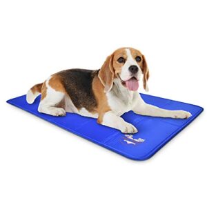 arf pets dog cooling mat 27” x 43” pad for kennels, crates and beds, non-toxic, durable solid self cooling gel material. no refrigeration or electricity needed, medium