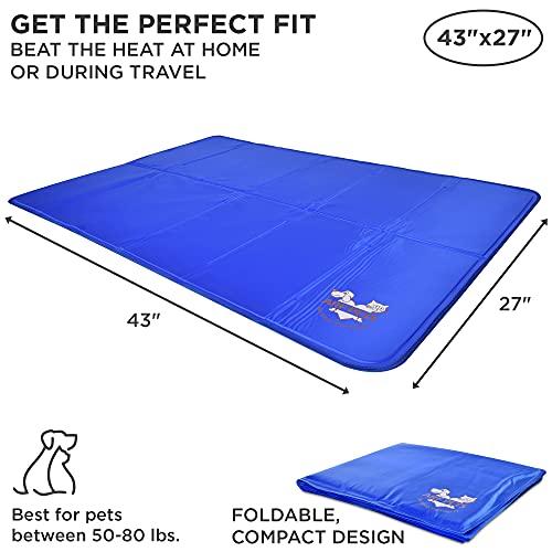 Arf Pets Dog Cooling Mat 27” x 43” Pad for Kennels, Crates and Beds, Non-Toxic, Durable Solid Self Cooling Gel Material. No Refrigeration or Electricity Needed, Medium