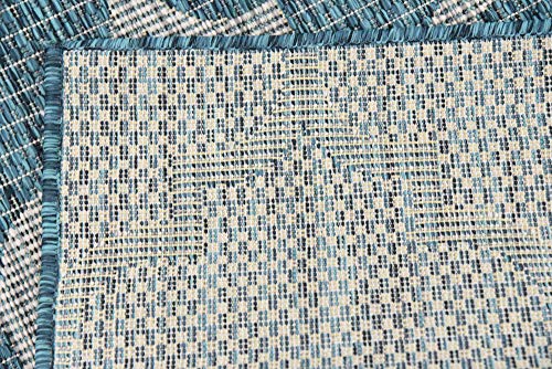 Unique Loom Outdoor Trellis Collection Area Rug (4' 1" x 6' 1" Rectangle, Teal/ Gray)