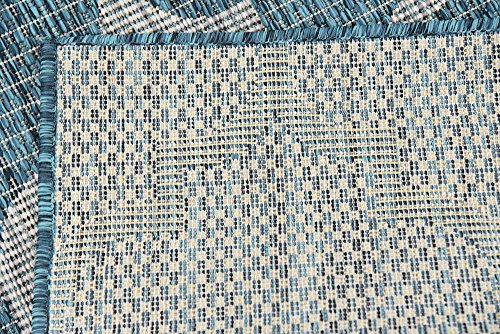 Unique Loom Outdoor Trellis Collection Area Rug (4' 1" x 6' 1" Rectangle, Teal/ Gray)