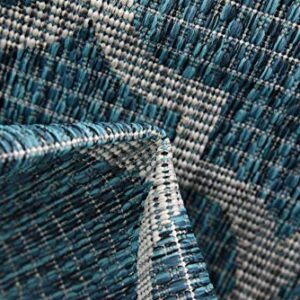 Unique Loom Outdoor Trellis Collection Area Rug (4' 1" x 6' 1" Rectangle, Teal/ Gray)