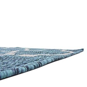 Unique Loom Outdoor Trellis Collection Area Rug (4' 1" x 6' 1" Rectangle, Teal/ Gray)