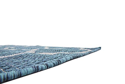 Unique Loom Outdoor Trellis Collection Area Rug (4' 1" x 6' 1" Rectangle, Teal/ Gray)