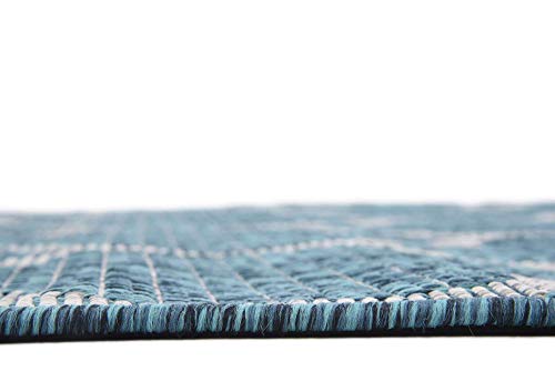 Unique Loom Outdoor Trellis Collection Area Rug (4' 1" x 6' 1" Rectangle, Teal/ Gray)