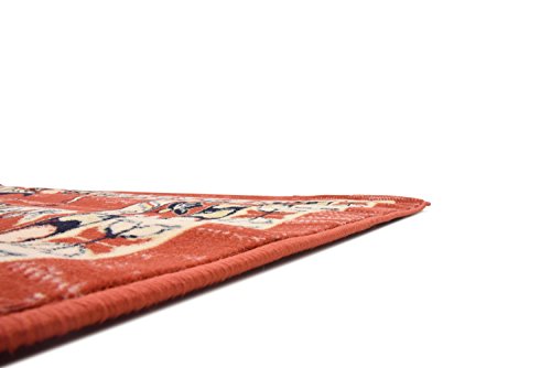 Unique Loom Taftan Collection Border Geometric Tribal Inspired Design Area Rug, 7 ft x 10 ft, Terracotta/Ivory