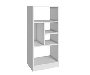 manhattan comfort valenca 2.0 collection modern decorative free standing 5 shelf bookcase with open shelf design, white