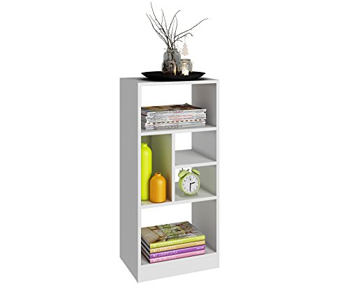 Manhattan Comfort Valenca 2.0 Collection Modern Decorative Free Standing 5 Shelf Bookcase with Open Shelf Design, White