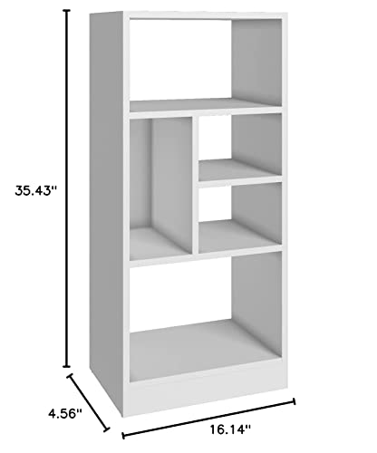 Manhattan Comfort Valenca 2.0 Collection Modern Decorative Free Standing 5 Shelf Bookcase with Open Shelf Design, White