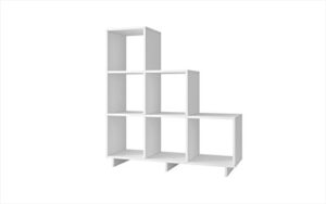 manhattan comfort cascavel collection sophisticated wall mounted stair cubby with 6 cubed shelves, white