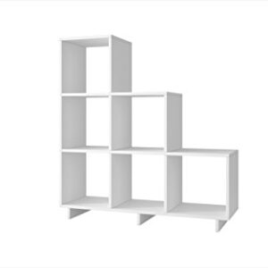 Manhattan Comfort Cascavel Collection Sophisticated Wall Mounted Stair Cubby with 6 Cubed Shelves, White