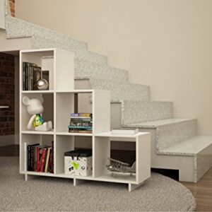 Manhattan Comfort Cascavel Collection Sophisticated Wall Mounted Stair Cubby with 6 Cubed Shelves, White