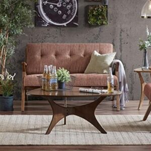 ink+ivy rocket accent loveseat - solid wood, all foam two deep seat settee mid-century short sofa - retro accent loveseat for living room