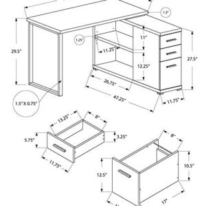 Monarch Specialties Computer L-Shaped-Left or Right Set Up-Contemporary Style Corner Desk with Open Shelves and Drawers, 48" L, White