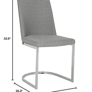 Safavieh Home Collection Parkston Linen Grey Glam Side Chair (Set of 2)