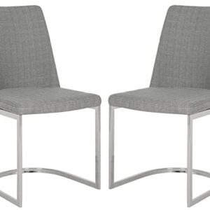 Safavieh Home Collection Parkston Linen Grey Glam Side Chair (Set of 2)