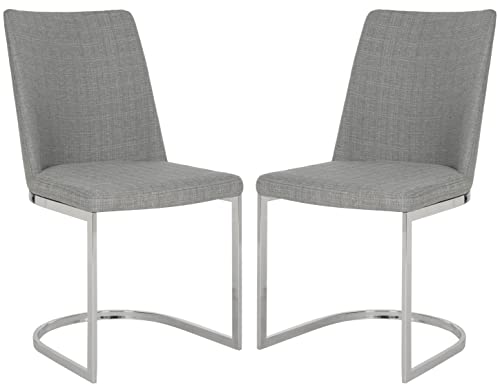 Safavieh Home Collection Parkston Linen Grey Glam Side Chair (Set of 2)