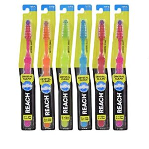 REACH Crystal Clean Firm Adult Toothbrush, 1 ea - Colors May Vary (Pack of 6)