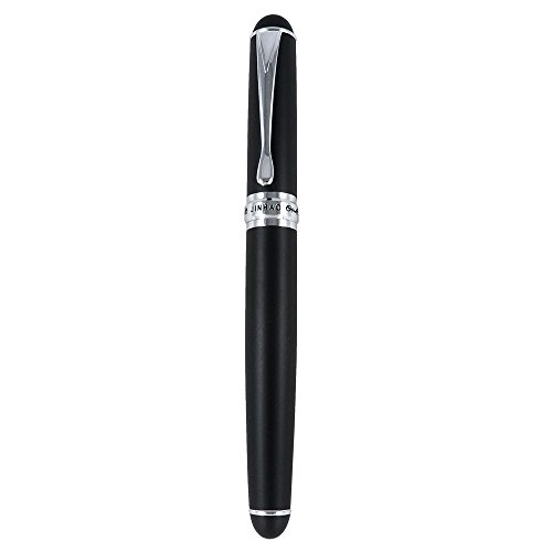 Jinhao Fountain Pen Silver Trim Medium Nib X750 With Gift Case (Frosted Black)