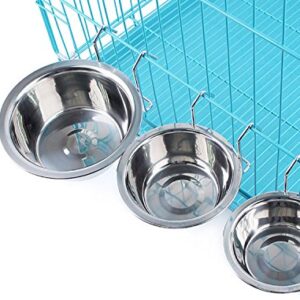 Yosoo Stainless Steel Hanging Pet Cage Bowl Diner Pet Bowl Bird Cat Dog Food Water Bowl with Hanger (Size M)