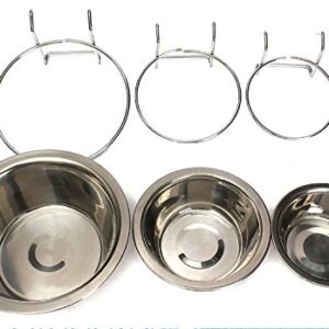 Yosoo Stainless Steel Hanging Pet Cage Bowl Diner Pet Bowl Bird Cat Dog Food Water Bowl with Hanger (Size M)