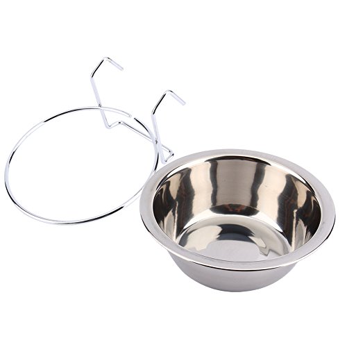 Yosoo Stainless Steel Hanging Pet Cage Bowl Diner Pet Bowl Bird Cat Dog Food Water Bowl with Hanger (Size M)