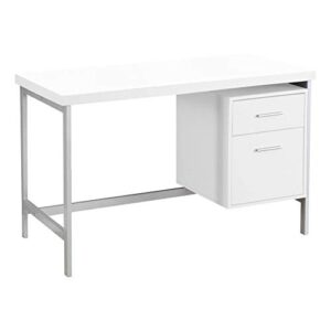 monarch specialties contemporary laptop table with drawer and file cabinet home & office computer desk-metal legs, 48" l, white-silver