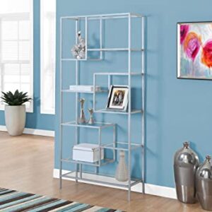 MONARCH SPECIALITIES INC. Bookcase, 72 inch, Silver/Clear Glass