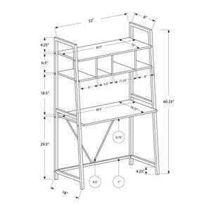 Monarch Specialties Workstation-Ladder Style Computer Desk with Shelves-Metal, 32" L, White