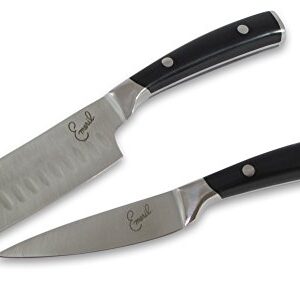 Emeril 2 Piece Knife Set 5 Santoku 3.5 Paring Knife Forged Steel Clad Emerilware (Black)