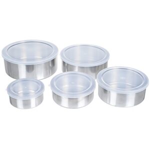 Chef Buddy 5 Piece Stainless Steel Bowl Set with Lids, Silver