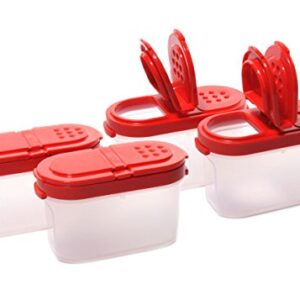 Tupperware Small Spice Shaker (4) pc Set Sheer with Red Seals