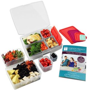 bentology bento box portion control lunch box - meal prep container kit with weight loss plan booklet