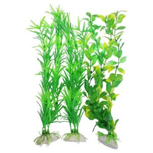 cnz 3-piece aquarium plastic artificial plants, 9.8-inch tall