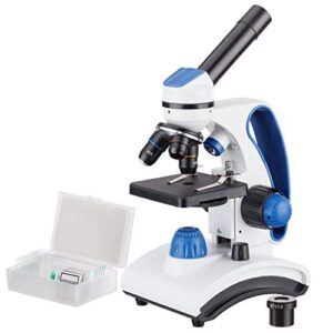 amscope m162c-2l-pb10 40x-1000x dual light glass lens metal frame student microscope + slides