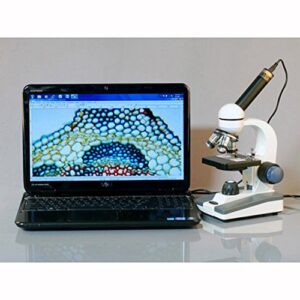 AmScope M150C-SP14-WM 40X-1000X Portable Student Microscope with Slide Preparation Kit and Book