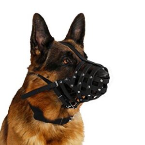 CollarDirect Dog Muzzle German Shepherd Dalmatian Doberman Setter Leather Basket Medium Large Breeds Black Brown (L, Black)