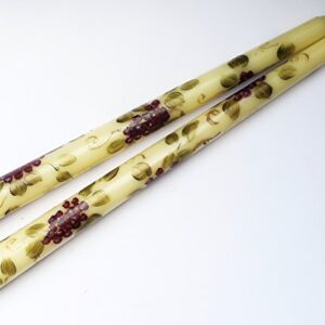 Hand Painted Decorative Taper Candle Set with Grape Clusters and Vines Tuscan Grapevine Decor