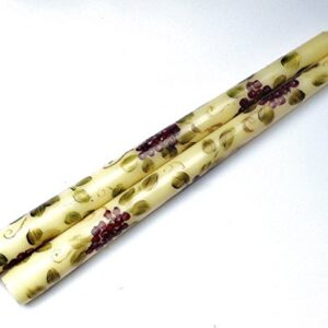 Hand Painted Decorative Taper Candle Set with Grape Clusters and Vines Tuscan Grapevine Decor