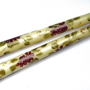 Hand Painted Decorative Taper Candle Set with Grape Clusters and Vines Tuscan Grapevine Decor