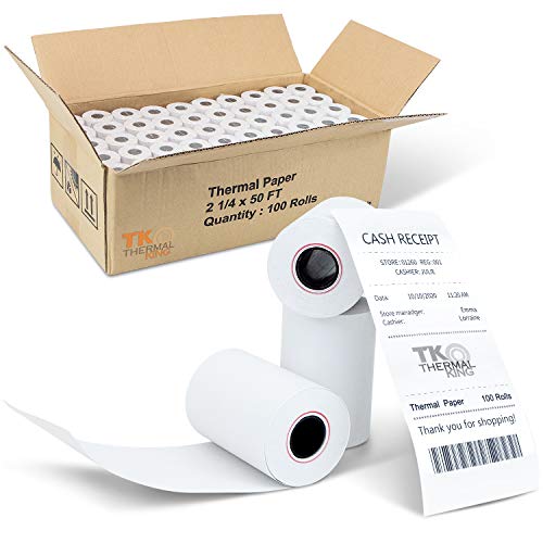 TK Thermal King, 2 1/4" x 50' Thermal Paper Compatable with Ingenico Iwl255 Flex, 100 Rolls (50 rolls/Case x 2)