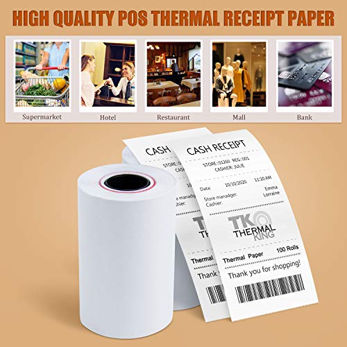 TK Thermal King, 2 1/4" x 50' Thermal Paper Compatable with Ingenico Iwl255 Flex, 100 Rolls (50 rolls/Case x 2)